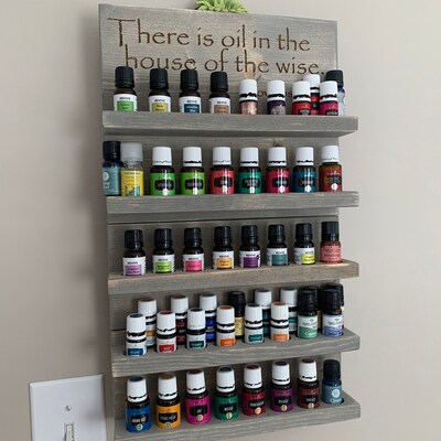 Rustic Essential Oil Shelf / Wood Essential Oil Wall Display - Etsy