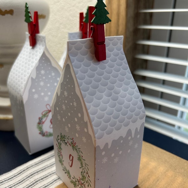 Printable Advent Calendar Boxes, Paper Houses, Christmas Village, DIY ...