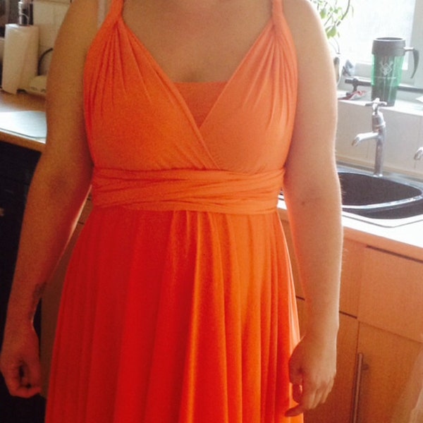 Orange SHORT Infinity Dress Convertible Formal Multiway Wrap Dress ...