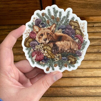 Fig the Fox Weatherproof Sticker - Etsy