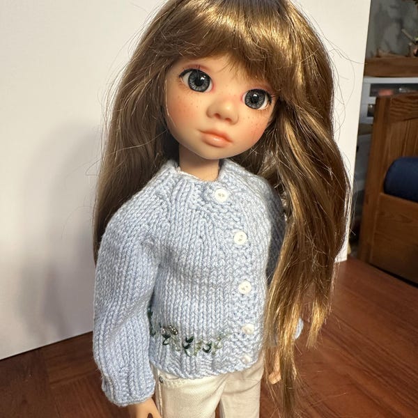 White Sweater With Floral Embroidery for Obitsu11 on Easter, Cardigan ...