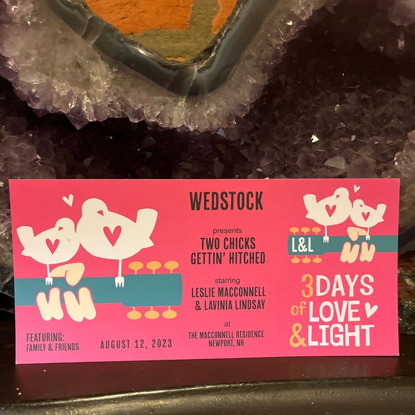 Woodstock Wedding/ Party Invitations - Festival Ticket Design ...