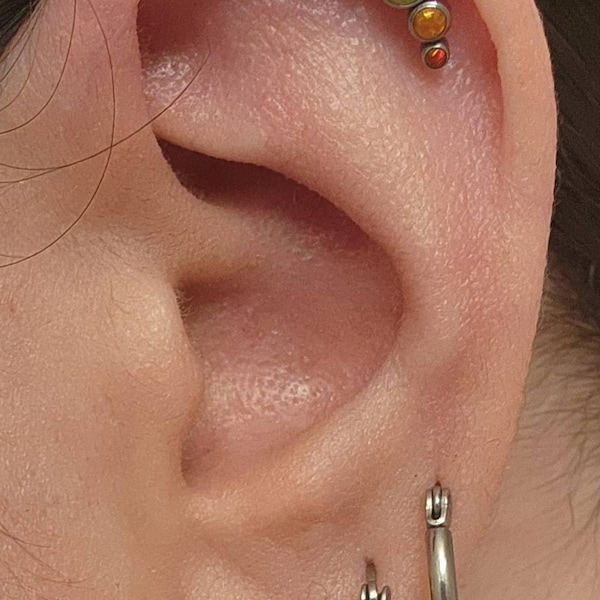 Industrial Barbell Scaffold Ear Piercing Bar Wavy With CZ Gem Design ...