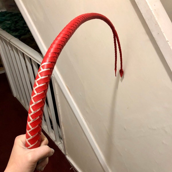 Leather One-tail Whip, Delicate Stripes, Custom Color - Etsy