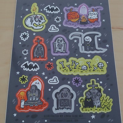 Spooky Graveyard Sticker Sheet for Planners or Mailing Letters - Etsy