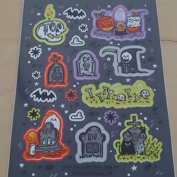 Spooky Graveyard Sticker Sheet for Planners or Mailing Letters - Etsy