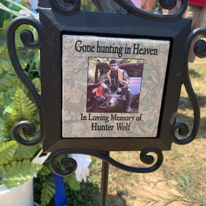 Personalized Hunting in Heaven Memorial Garden Stake, Deer Memorial ...