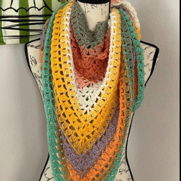 CROCHET PATTERN - Hopscotch Triangle Scarf, US Term, Crochet Pattern ...