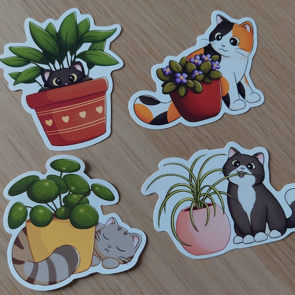 Cute Cat in Box Sticker - Calico Cat Sticker - Gift for Cat Lovers ...