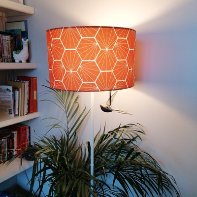 Orange Lamp Shade for Table Lamp, Floor Lamp or Ceiling Light, Hexagon ...