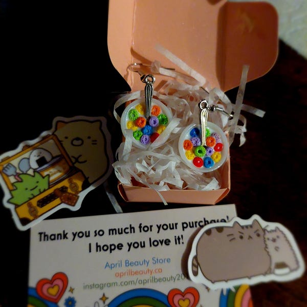Mini Polymer Clay Cereal Froot Loops Bowl Charm Earrings or Necklace - Etsy