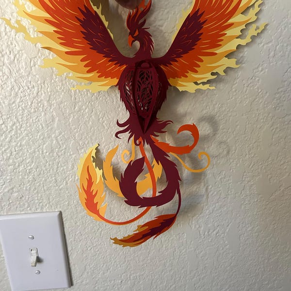 Phoenix Lantern PDF, SVG, Studio Template - DIY Phoenix Paper Cut ...