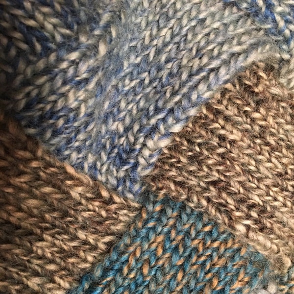 Hand-knitted Entrelac Shaded Cowl/ Neck Warmer/ Snood/ Poncho blue ...