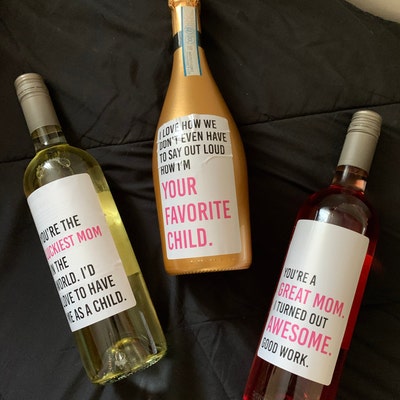4 Funny Mom Wine Labels Mother's Day Gift Bottle Stickers 9158 - Etsy