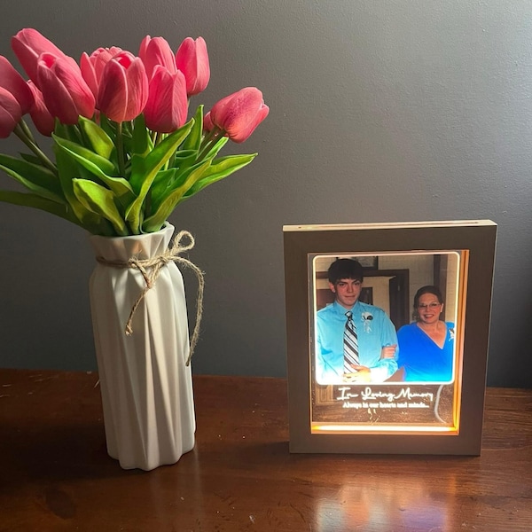 Acrylic Picture Frame With Light, Personalized Stand, Christmas Gifts ...