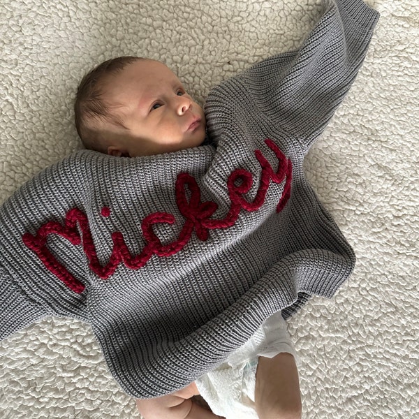 Custom Baby and Toddler Name Sweater | Personalized Hand Embroidered ...