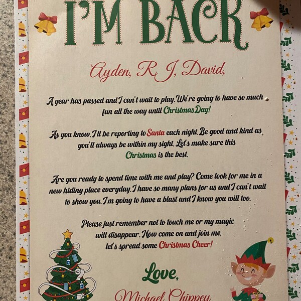 Elf Printable, Personalized Elf Letter, Elf on the Shelf, Elf Arrival ...