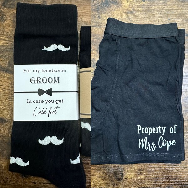Wedding Boxer Briefs and Socks, Groom Underwear, Personalized Groom ...