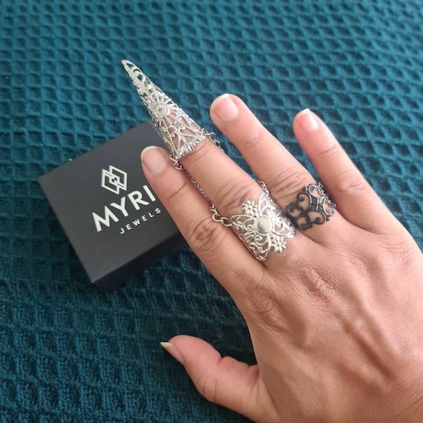 Hand Armor Finger Claws Goth Halloween Gift Claw Rings "kali", Dark ...