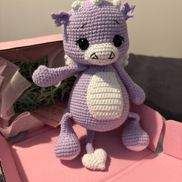 Baby Gift Set – Crochet Dragon Toy & Rattle With a Wooden Ring ...