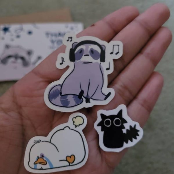 Raccoon Sticker Pack | Waterproof Glossy Sticker - Etsy