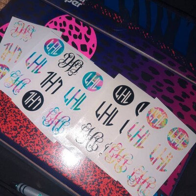 Initials Decal Initial Stickers Initials Monogram Decal - Etsy