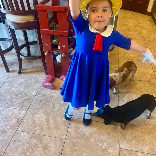Madeline Blue or Yellow Dress With Collar and Tie (not Included Hat ...