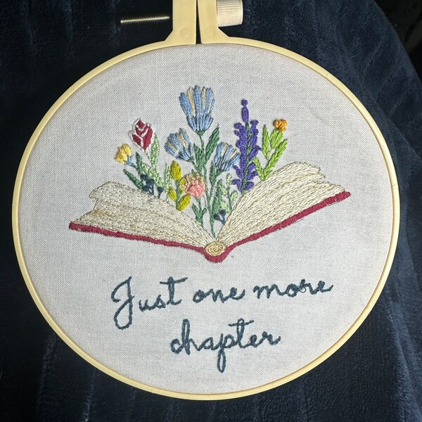PDF Hand Embroidery Pattern, Just One More Chapter, Bookish Design ...