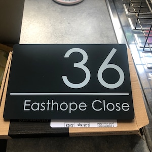 Modern Contemporary Property Number Door Sign Plaque Anthracite Gray ...