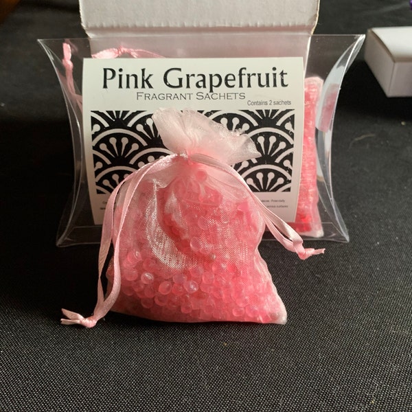 Pink Grapefruit Sachets, 2pc Set of Highly Fragranced Organza Bag ...