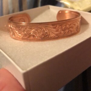 Copper Bracelet, Western Bright Cut, Hand Engraved - Etsy