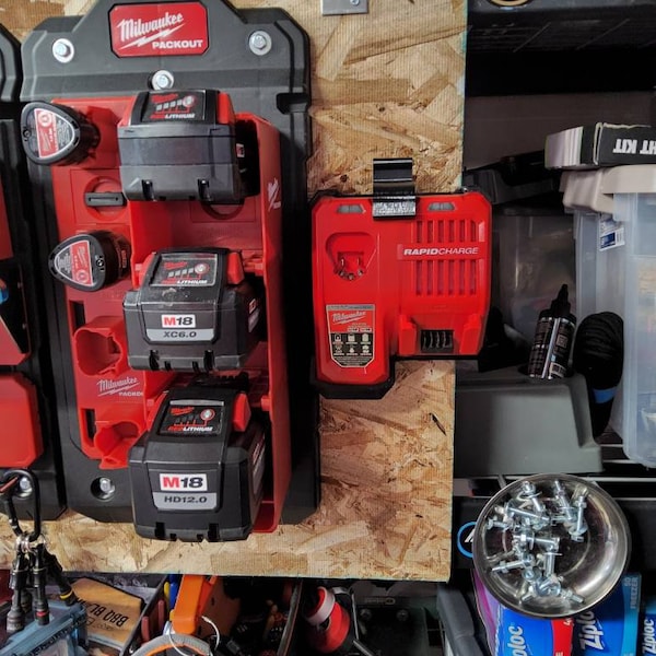 Wall Mount for Milwaukee M12 & M18 Charger (#48-59-1812, 48-59-1808, 48 ...