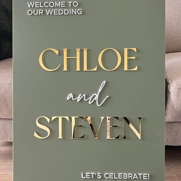 Wavy Whimsical Design Welcome Sign Semi Custom Acrylic Signage Wedding ...