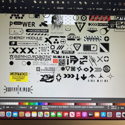 100 Techwear Decal Elements Cyberpunk Logos & Icons Vector Pack in One ...