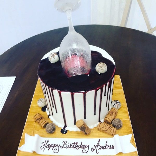 Wine Glass Sugar Edible Cake Topper Glass Ware Isomalt Handmade Fondant ...