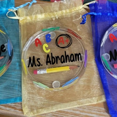 Teacher Appreciation Gift Custom, Teacher Coaster, Epoxy Resin Art ...