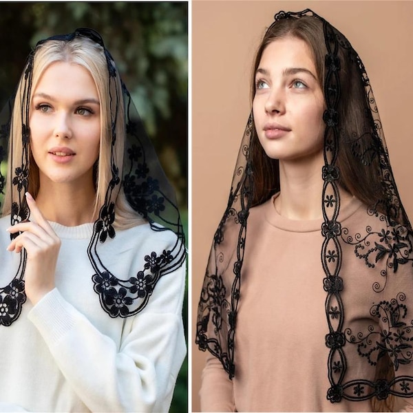 Our Lady of Guadalupe Veil, Catholic Chapel Veil, Long Black Chapel ...