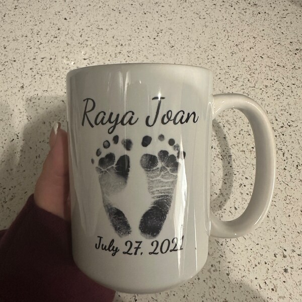 Your Baby's Actual Footprint Coffee Mug - Personalized Foot Print or ...