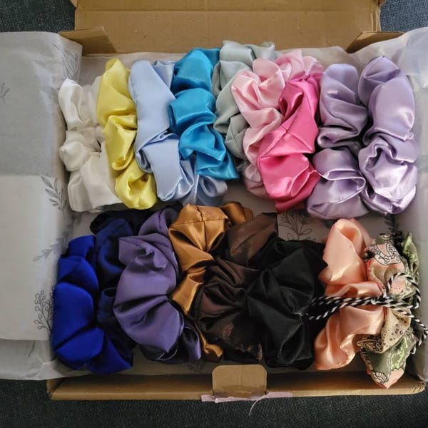 Silk Scrunchie in Prussian Blue | Blue Satin Scrunchy | Silk Hair Tie ...