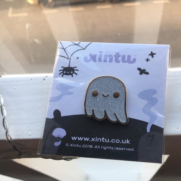 Glitter Ghost Enamel Pin - Etsy
