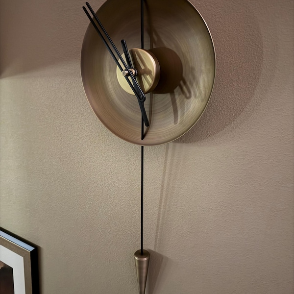 Large Modern Pendulum Wall Clock: Brushed Gold Finish - Etsy