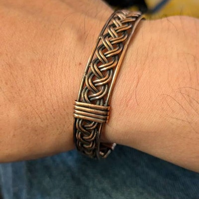 Copper Wire Wrapped Cuff Men Bracelet Wire Wrap Bangle Unisex Bracelet ...