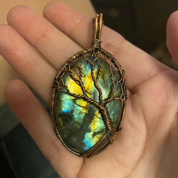 Tree of Life Labradorite Pendant Copper Wire Wrapped Pendant Handmade ...