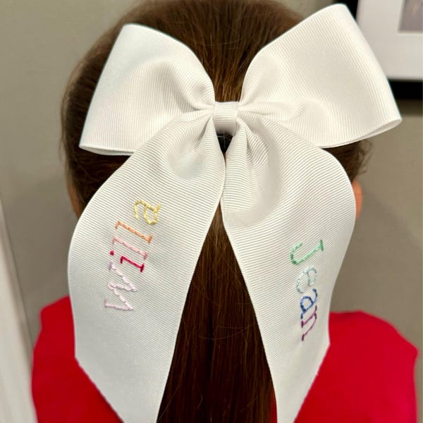 Pink Ombre Name Hand-embroidered Bow - Etsy