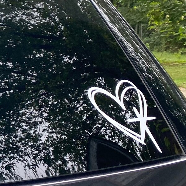 Heart Cross Car Decal, Christian Decal - Etsy