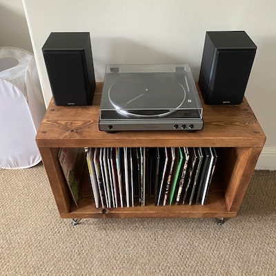 Record Player Stand Reclaimed TV Unit Industrial LP Storage Turntable ...