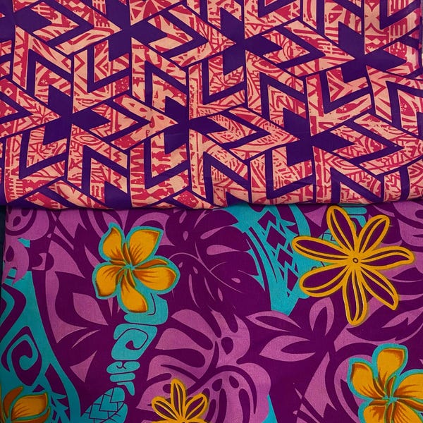 Hula Dreams: Polynesian Print Fabric With Plumeria Floral and Tribal ...