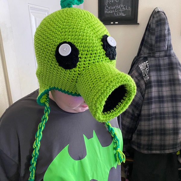 Green Peashooter Pea Shooter Crochet Hat Beanie Stocking Cap With ...