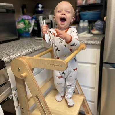 Folding Helper Tower PEAK, Kitchen Step Stool, Toddler Safety Stool ...