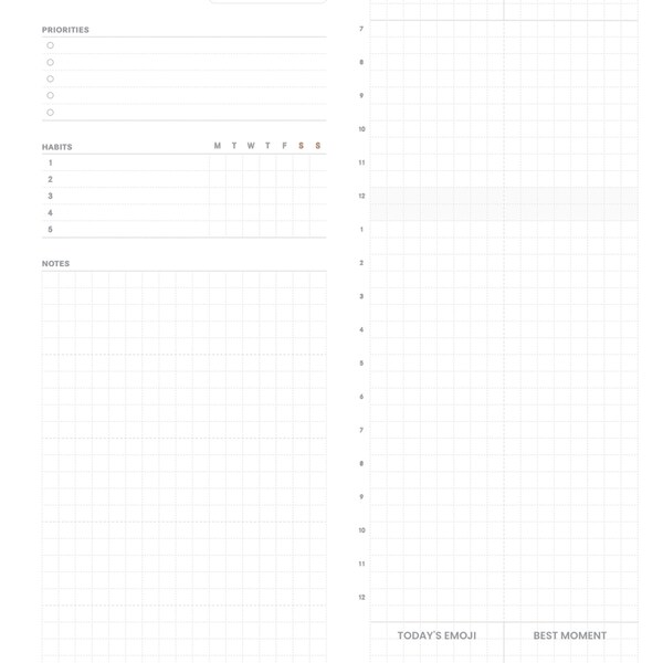 Undated Digital Weekly Planner | Landscape | Grid - Etsy